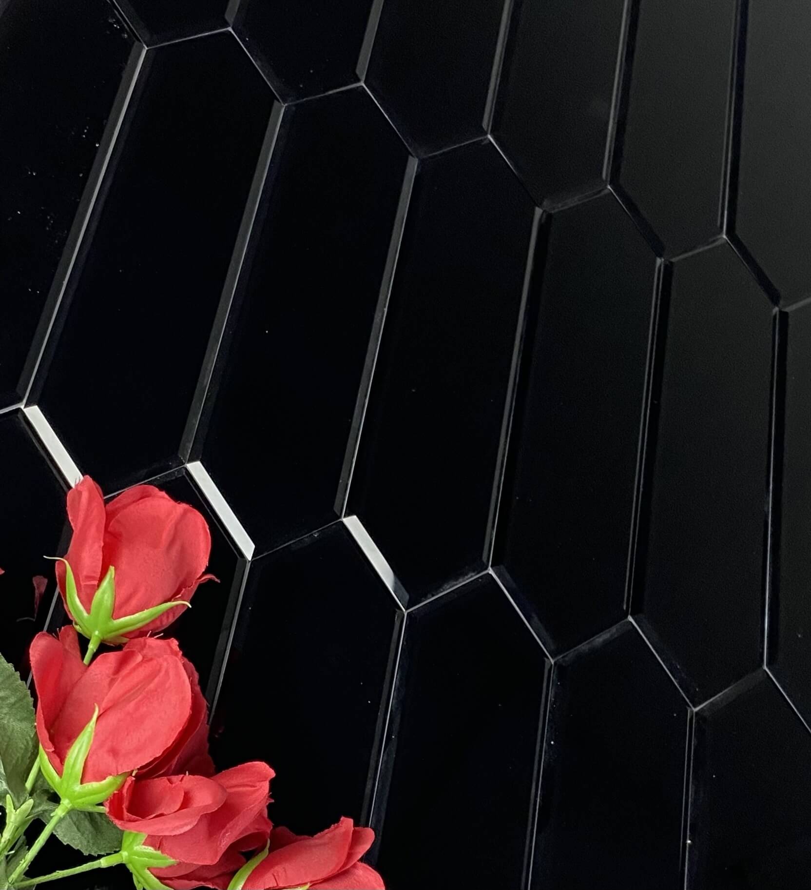 Reflections Peel & Stick 3 in. x 12 in. Glass Beveled Picket Tile in ...